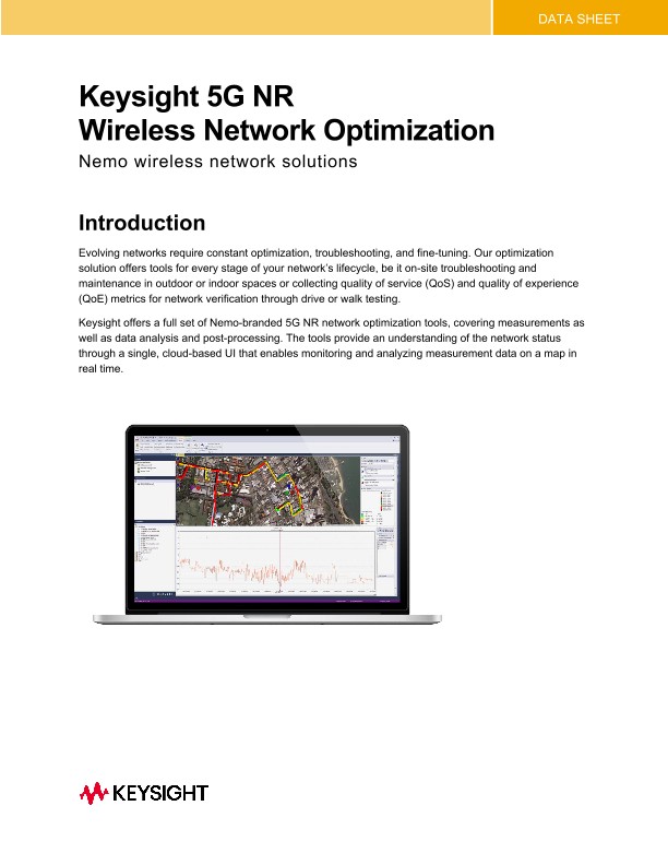 Keysight 5G NR Network Optimization Solution PDF Asset Page | Keysight